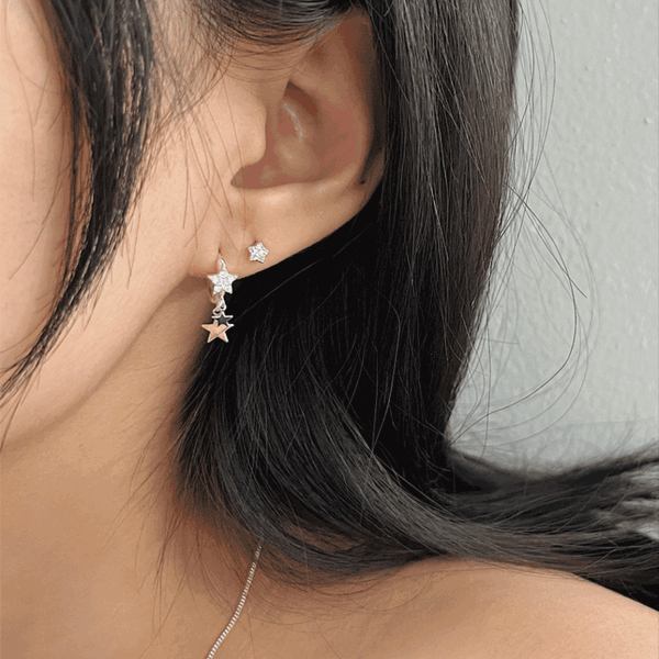 【即納】[925 Silver]Cubic Star Dropリングピアス – 4MiLi (フォーミリ)